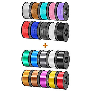 2500g 3D Printer Filament Bundle Multicolor, SUNLU PETG Filament&SUNLU Silk Filament, 10 Pack+10 Pack