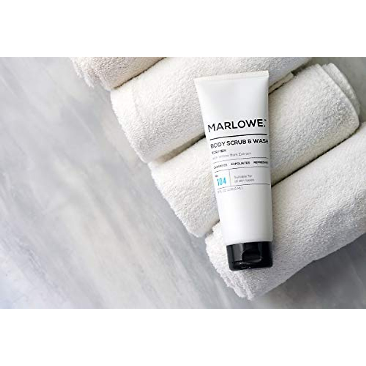 MARLOWE. No. 104 Men's 2-in-1 Body Wash & Scrub 8 Oz | Exfoliating Body Cleanser Fights Dryness | Made with Natural Ingredients | Willow Bark Extract