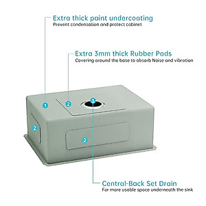 Undermount Kitchen Sink - VAWSS 26x18x10 Inch Kitchen Sink 16 Gauge Stainless Steel Single Bowl Sink with Strainer & Bottom Grid, Handmade Small Bar Sink, Undermount Kitchen Sink 26 inch
