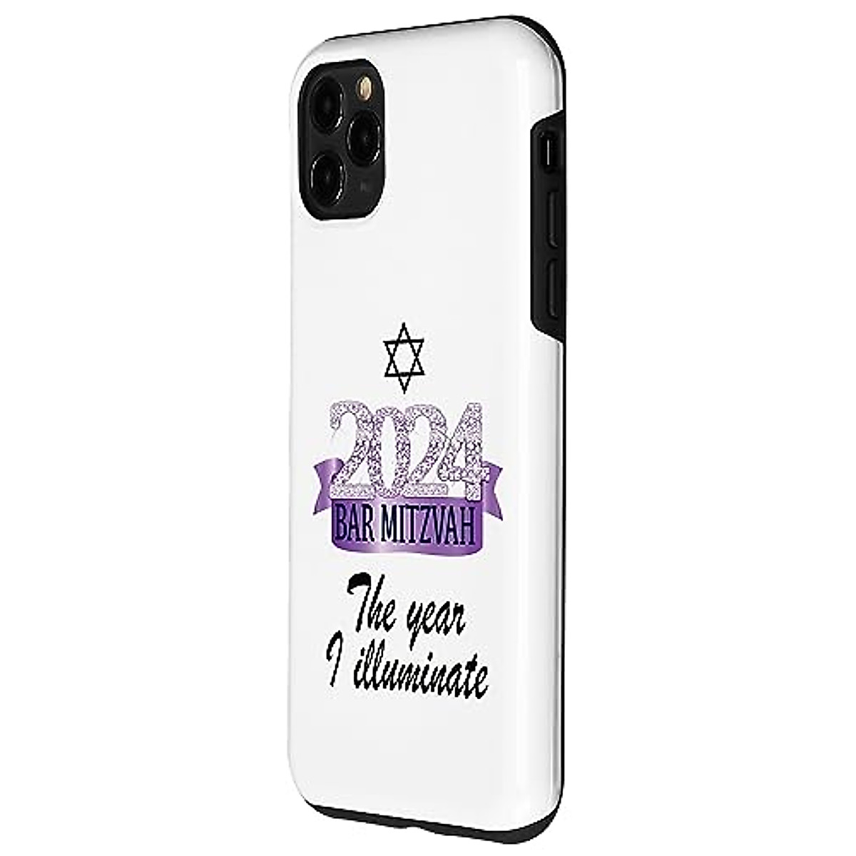 iPhone 11 Pro Max 2024 Bar Mitzvah Quote Festive White Purple Decor Case
