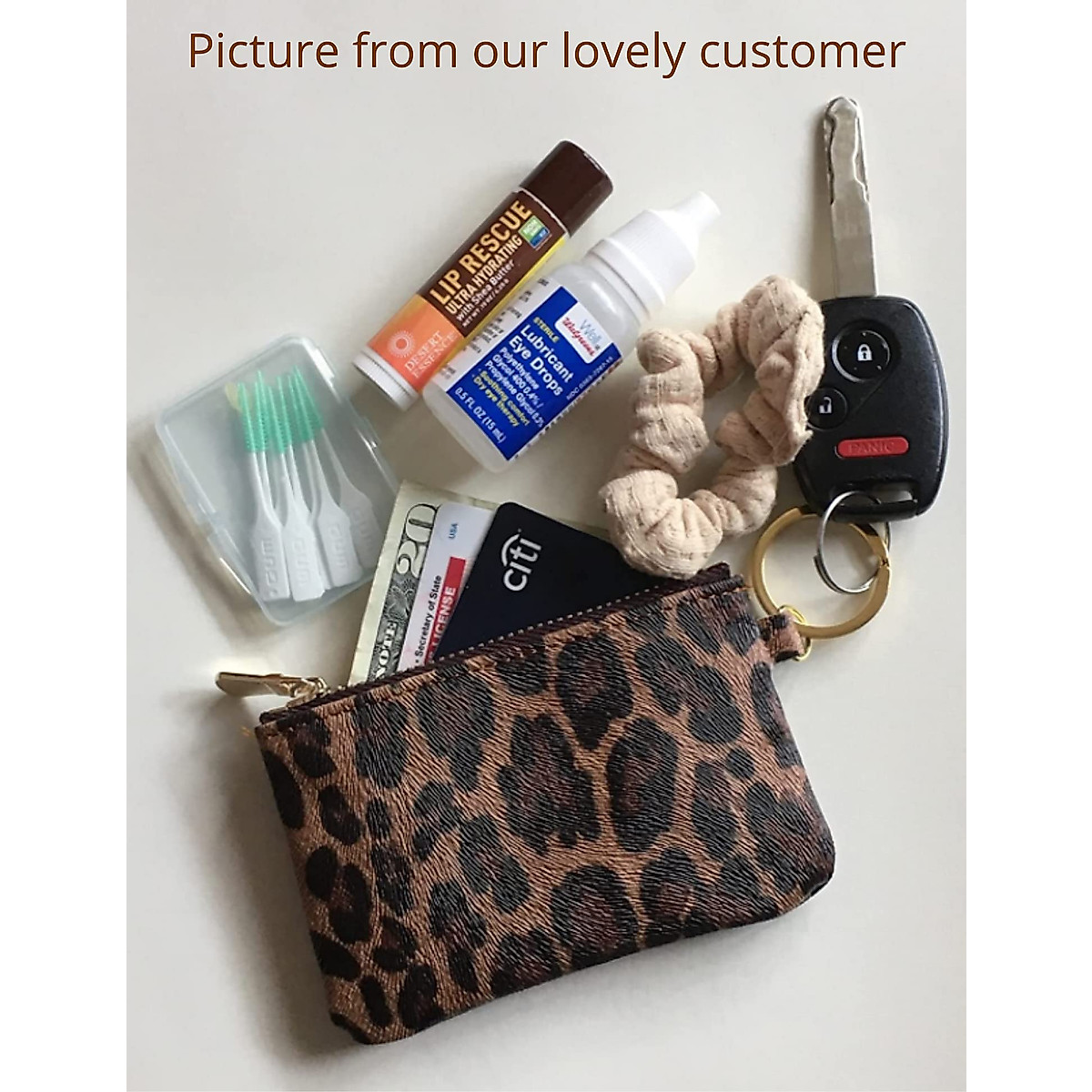 Heesch 2 Pack Mini Coin Purse Cheetah Change Purse Small Zipper Pouch Wallet for Women (Leopard & Ivory Leopard)