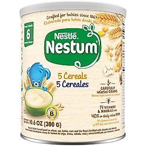 Nestle Nestum Infant Cereal, 5 Cereals, Made for Infants 6 Months Old, 10.6 Ounce Canister (Pack of 1)