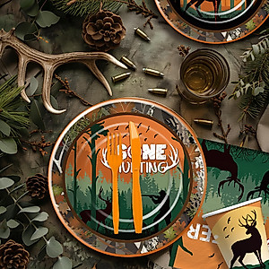 HIPVVILD Hunting Camo Party Decorations Tableware - Oh Deer Hunting Birthday Party Supplies, Paper Plate, Cup, Napkin, Cutlery, Camouflage Camping Hunting Birthday Baby Shower Decorations | Serve 24