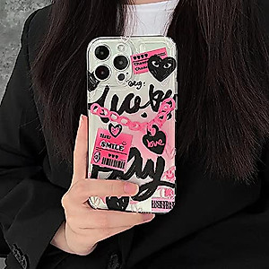 LOLAGIGI for iPhone 13 Case Cute Collage Heart Kawaii Funny Girly Y2K Print Aesthetic Design for Women Girls Boys Soft TPU Case Cover for iPhone 13, 6.1"', White