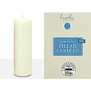 Hyoola Ivor Pillar Candles 2x8 Inch - 4 Pack Unscented Pillar Candles - European Made