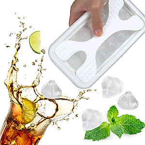 FOGAWA Ice Cube Tray, 2 in 1 Diamond Ice Tray for Freezer, Silicone Ice Cube Tray with Lid Cooling Ice Pop/Cube Molds for Whiskey, Juice, Beer, Cocktail, Coffee,Champagne. 18 Ice Cubes