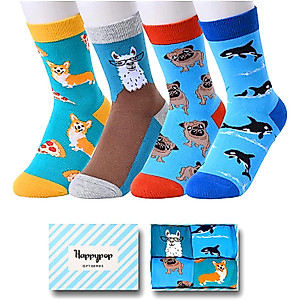 HAPPYPOP Novelty Silly Crazy Little Boys Socks Kids Animal Socks, Funny Gifts for Teen Boys Corgi Gifts 7 to 10 Years