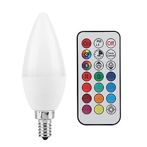 3W LED Candle Light Bulb Lamp, Candle Light Bulbs, 12 Colors 2 Modes Timing with Remote Control Smart Light Bulbs Color Changing, E12 Bulb Remote Control Color Changing