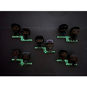 YODAR 5 Pack Clear Acrylic Organizers Shelves for Funko Pop Figures, Invisible Riser Display Shelf for Wall Storage Decor, Floating Display Ledge for Figures Stand Collection, Shining at Night