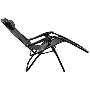 BalanceFrom Adjustable Zero Gravity Lounge Chair Recliners for Patio, Pool with Cup Holder (Black)