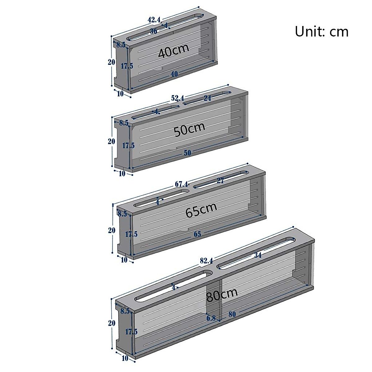 Solid Wood Network Set-top Box Wall Mounted Router Storage Box TV Lower Row Socket Occlusion Box Wireless WiFi Router Shelf (Size : Length 80cm)