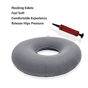 Shieraily Grey Inflatable Cushion Inflatable Ring Cushion Seat 15 Inch Round Inflatable Cushion Portable Cushion Pillow for Home Office Chair Wheelchair Car