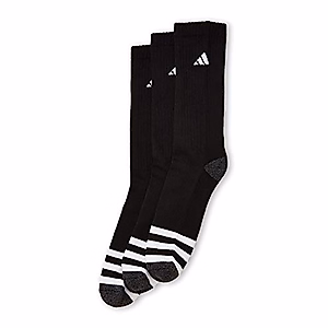 Adidas Men's 3 Pair Cushioned Compression Crew Socks; Grey (Shoe Size 6-12)
