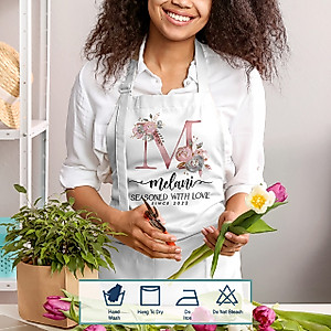 Zexpa Apparel Gift for Mom, Customized Mother's Day White Apron, Personalized Designs