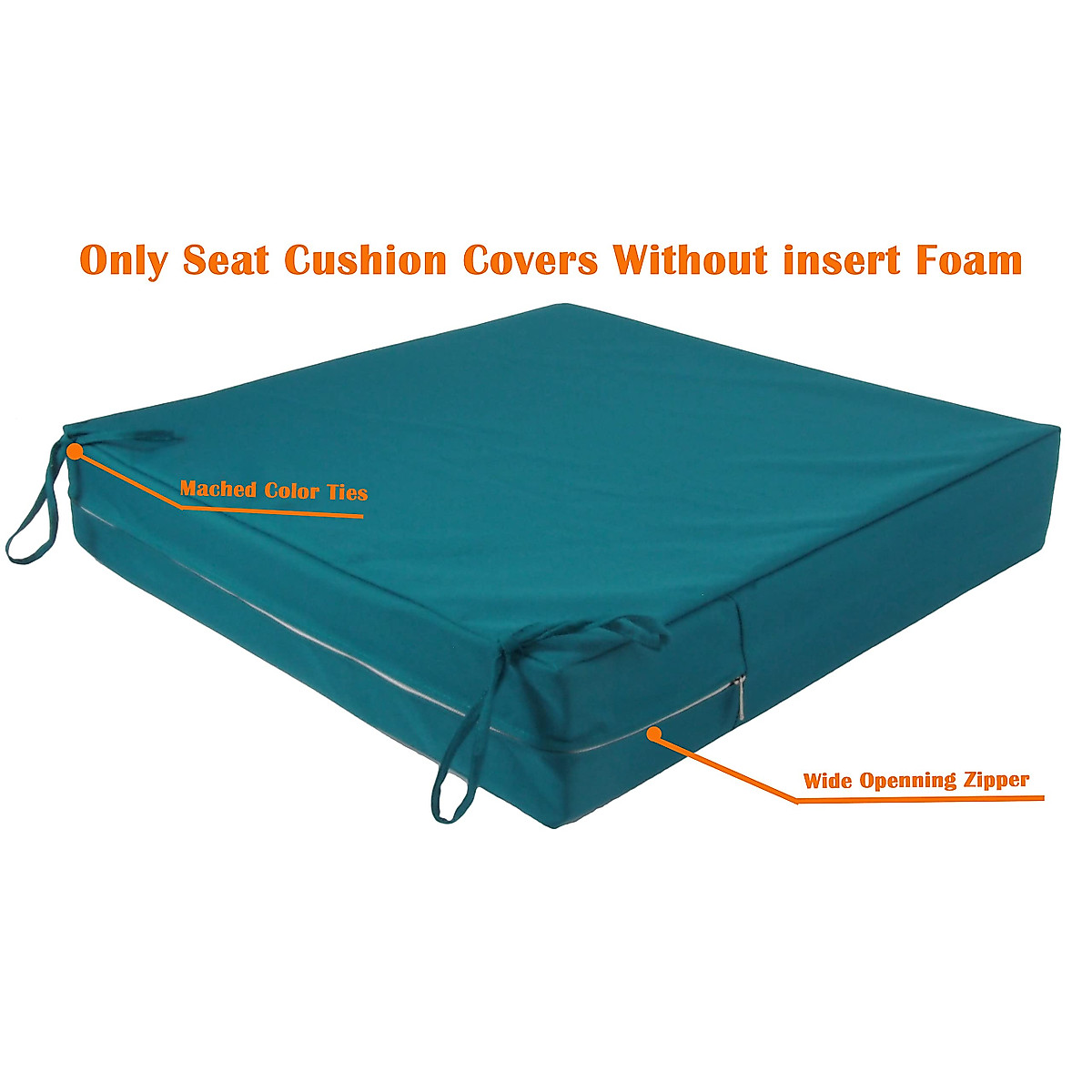 Leeymoo Outdoor Seat Cushion Covers, Water Repellent Patio Seat Cushion Covers-Only Covers (20"x20"x2" 2 Pack Black)