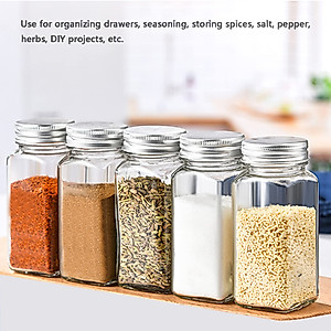 JZMYXA 2-Pack Glass Spice Jars Set, With Spice Labels, Chalk Marker, Funnel, Shaker Lids and Airtight Metal Caps Included, 4oz Empty Spice Bottles, Square/Cylinder (Square)