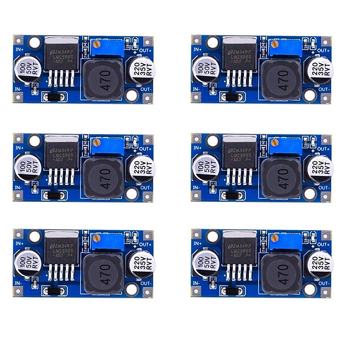 DAOKI 6Pcs Step-Down Power Supply Module LM2596 LM2596S Buck Converter DC to DC 3.0-40V to 1.5-35V High Efficiency Voltage Regulator Module