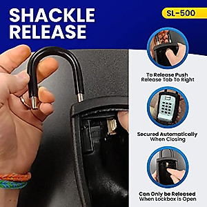KeyGuard SL-500 Punch Button Lockbox, Black Finish, Shackle
