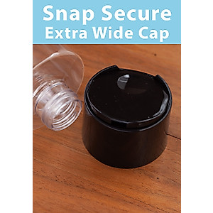 JUVITUS Clear 12 oz Professional Cylinder PET Plastic Bottles (BPA Free) (12 Pack, Wide Black Disc Cap)