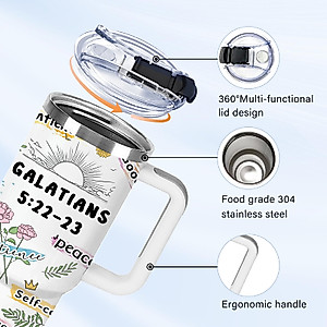 HYMONA Christian Tumblers for Women 40Oz, Galatians 5:22-23, Scripture Mug, Bible Verse Gifts, Inspirational Spiritual Gifts for Women, Religious Gifts for Women