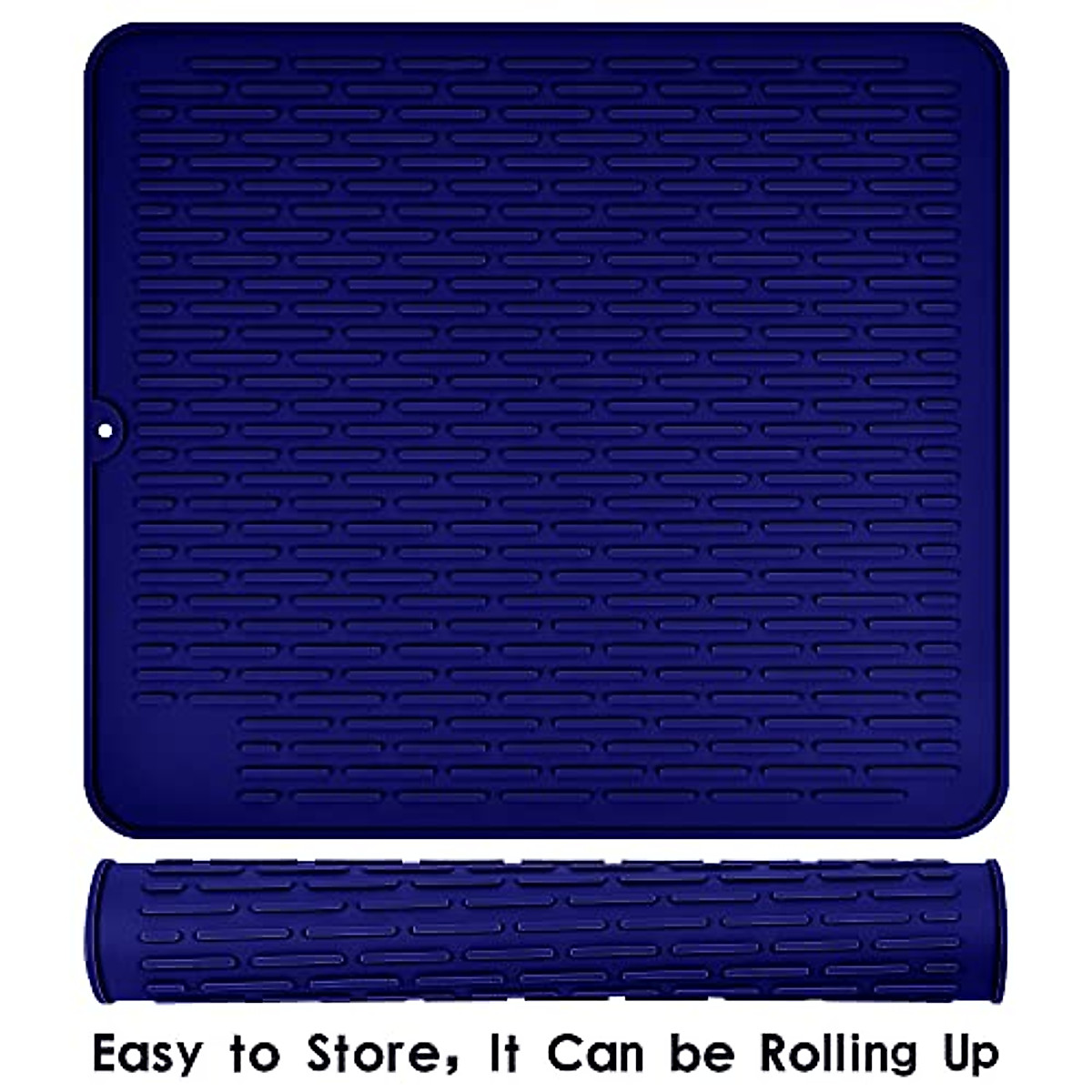 Smithcraft Silicone Dish Drying Mat, Non-Slip Small Sink Mats Drying Mat 15.75x11.81 Inches, Durable Dish Drainer Mat, Heat Resistant Mat Kitchen Pad, Bar Mat Countertop Protector Dry Mat Navy Blue