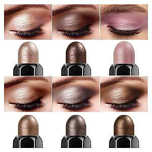 LUXAZA 6 PCS Olive Green Neutral Eyeshadow Stick Set, Cream Eye Shadow Pencil Makeup, Shimmer Matte Eye Pencil, Brightener Highlighter Eyeliner Crayon Make up - Fireflies Light