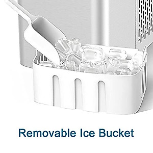 SOOPYK Ice Maker Countertop, Portable Ice Make 27 lbs in 24 hrs - 9 Ice Cubes Ready in 5-7 Mins, Ice Maker Machine with Self- Cleaning Function with Ice Scoop and Basket