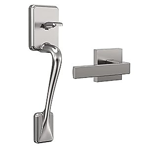 hornbill Front Door Entry Handleset with Level, Single Cylinder Exterior Door Entry Handle with Door Lever, Entry Door Lock Handle Set for Left & Right Sided Doors (Satin Nickel Finish)