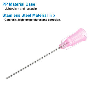 PATIKIL 20Ga x 1.5 Inch Dispensing Needle Tips, 50Pcs Stainless Steel and Plastic Glue Needle Tube Blunt Tips with Luer Lock for Glue Oil Applicator, Pink