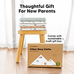 Organic Burp Cloths for Baby Boys and Girls - 5-Pack Super Absorbent Burping Cloth, Burp Clothes, Soft & Plush Newborn Towel, Milk Spit Up Rags, Burpy Cloth Bib for Unisex, Burping Rags (Wilderness)