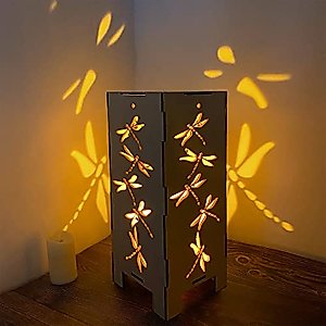 Midrean Wooden Farmhouse Lantern Decor 13.5" Small Lanterns Decorative Indoor Rustic Lantern Decorative Laterns for Living Room Decoration Home(Dragonfly Laterns)