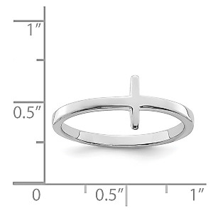 925 Sterling Silver Polished Sideways Religious Faith Cross Ring Size 8 Jewelry for Women