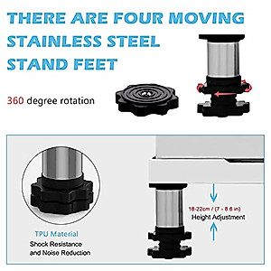 SEISSO Fridge Stand-Adjustable Washing Machine Base Stand with 4 Heavy Duty Feet Increase 7-8.6inch Height Universal Dryer Stand for Refrigerator Furniture Washing Dryer Max Load 770 LB (350 KG)