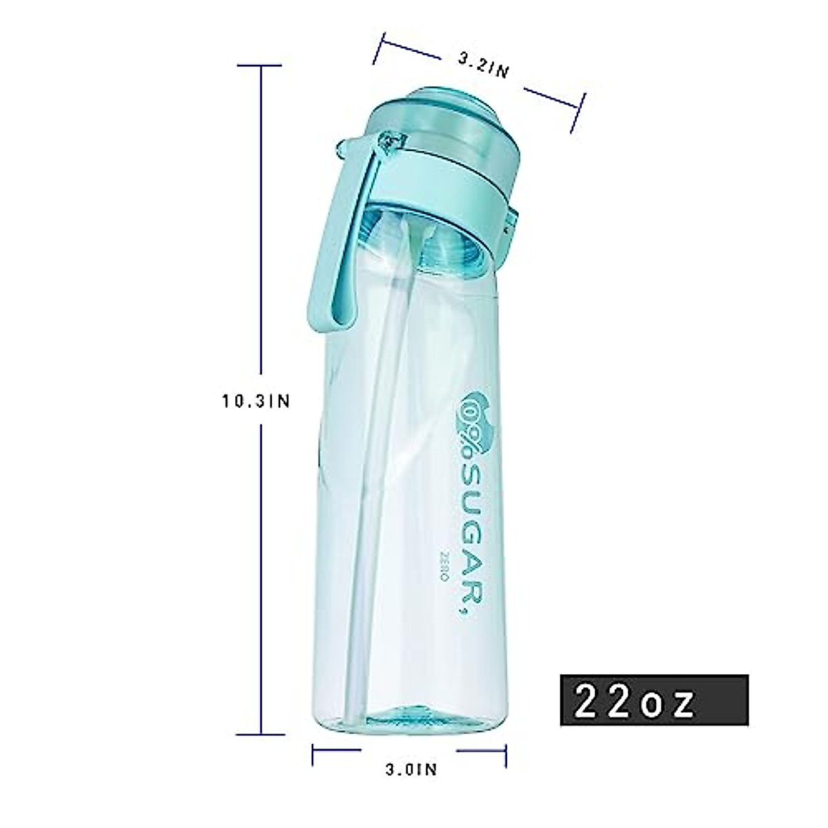 JSAXQYG Fruit Fragrance Water Bottle 21.9 Oz,with 7 Flavor Pods 0 Sugar and 0 Calorie Outdoor Sports Cups (（Blue）+7 Pods)