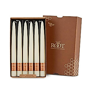 Root Candles 7917 Unscented Smooth Hand-Dipped 9-Inch Taper Candle, 12-Count, Ivory