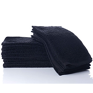 SIMPLI-MAGIC 79217 Black Cotton Washcloths, 12" x 12", 24 Pack