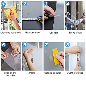 Black White Grey Window Film Privacy Window Film,Kitchen Decoration for Bathroom Kids Room Sliding Door, Cars Classical Retro Vehicle Frosted Glass Film 35.4Wx63L-inch x2 Pcs