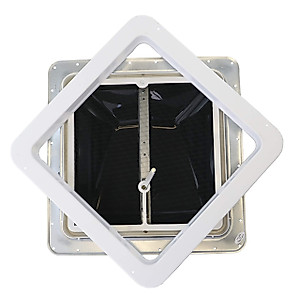 Class A Customs 14" Non-Powered RV Roof Vent with Smoke Wedge Style Lid - 1" Garnish Ring | 74111A
