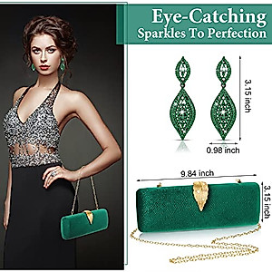 Evening Bag Emerald Green Clutch Purses Emerald Earrings for Women Evening Handbags Clutch Small Clutch Purses Green Chandelier Earrings Jewelry Sets for Wedding Party Formal Crossbody Bride Prom