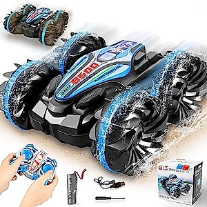 FUUY Amphibious RC Car for Kids Pool Toys for Boys 4-6, 2.4 GHz Remote Control Boat Waterproof RC Monster Truck Stunt Car 4WD Vehicle RC Boat Boys Girls Birthdays Gifts All Terrain Water Beach Toys