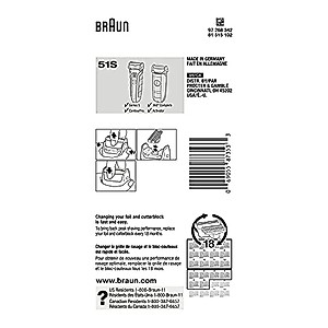 BRAUN 51S 8000 Series 5 360 Complete Activator ContourPro Shaver Foil & Cutter Head Replacement Pack, 2 Count
