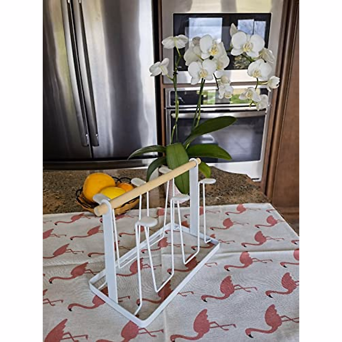 Cup Drying Rack Metal Drainer Holder Rack Cups Organizer with Wood Handle Bottle Drying Rack Dish Drying Rack