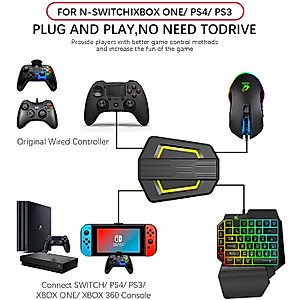 One Handed Gaming Keyboard and Mouse Combo,Rainbow Backlit 39 Keys Mechanical Feel Portable Mini Gaming Keypad+RGB Gaming Mouse+P6 LED Backlit Converter for Xbox One/Xbox 360/PS5/PS4/PS3/PC