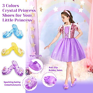 Meland Princess Dress Up for Girls 3-6, Dress Up Clothes for Girls with Princess Shoes Toy, Birthday Gift for Toddlers