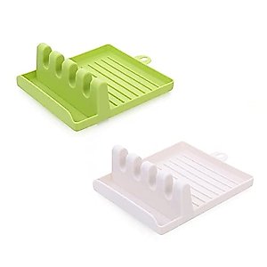 gofidin 2PCS Kitchen Spoon Holders Fork Spatula Rack Shelf Organizer Plastic Spoon Rest Chopsticks Holder Non-Slip Spoons Pad Kitchen Utensil