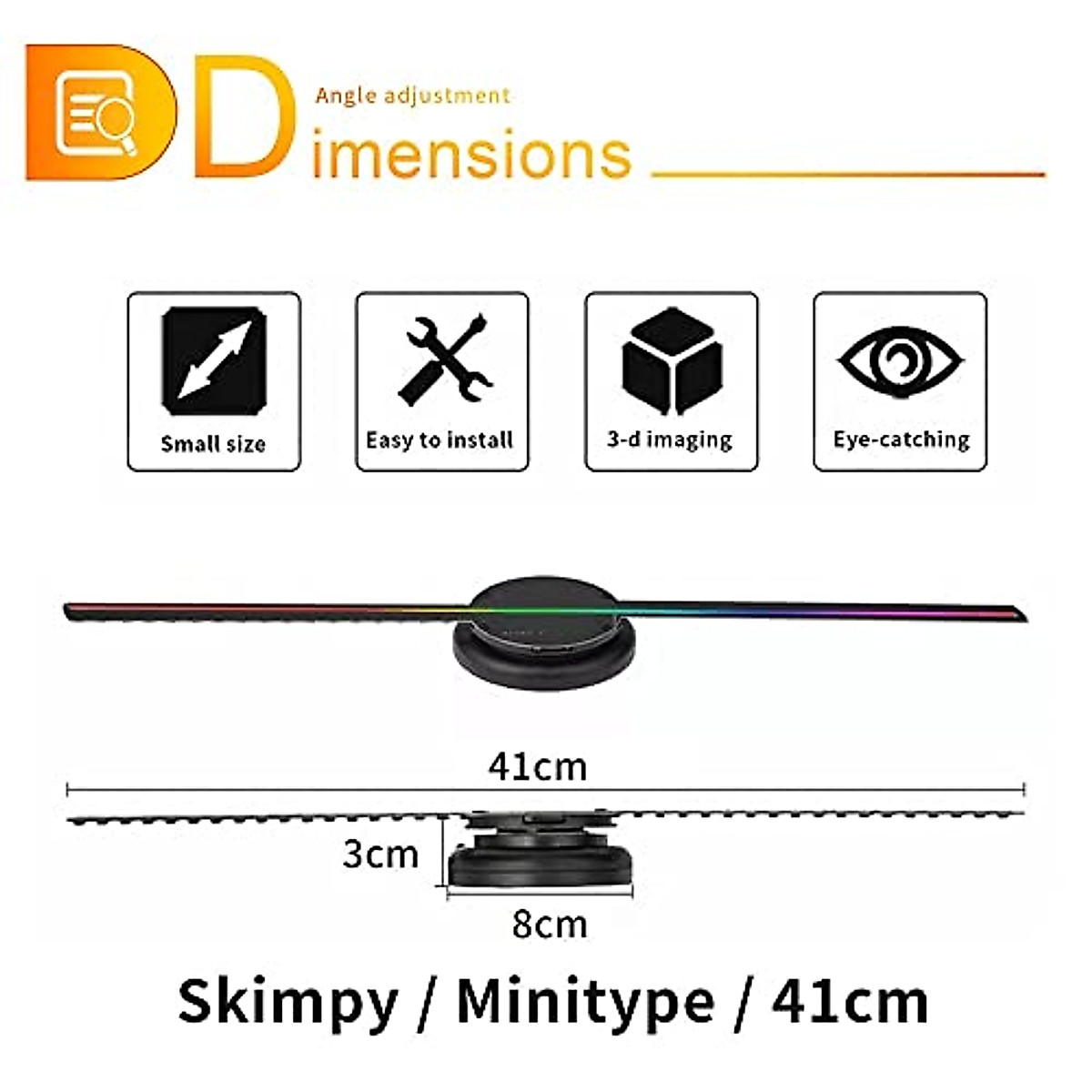 DNIER 3D Holographic Projection Wall Hanging Advertising Machine, 3D Dimensional Suspension Naked Eye Led Fan Screen Machine