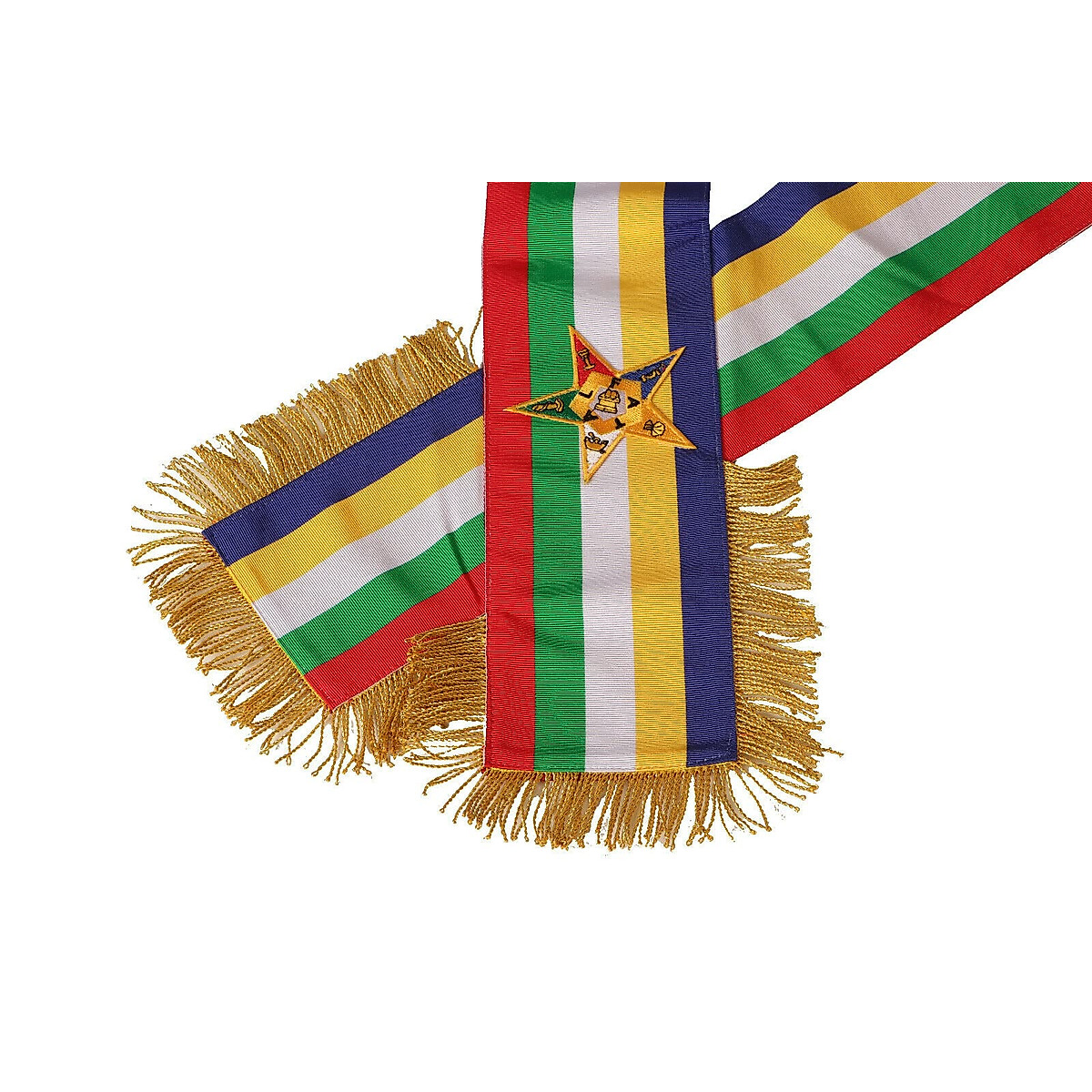 Masonic Order of the Eastern Star OES Five Color Sash With Red Lining Lot Of 5, standard size