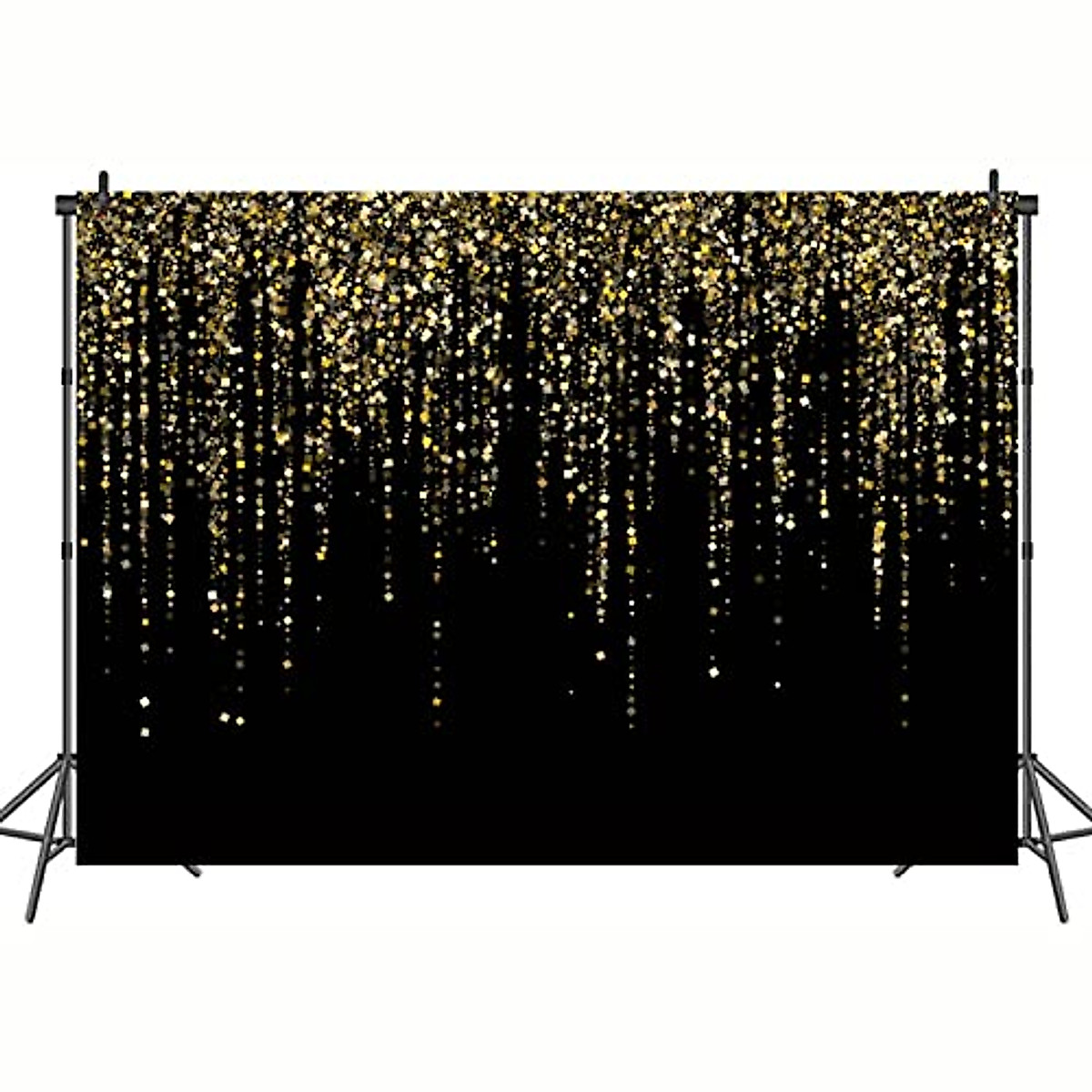 MAQTT 82" x 60" Black and Gold Bokeh Party Backdrop Photo Black and Gold Glitter Bokeh Sequin Spots Birthday Anniversary Photography Background Golden Sparkle Banner Photo Baby Bath Decoration