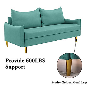 Hdxdkog Loveseat Sofa, 67'' Mid Century Modern Small Love Seat for Small Space, Upholstered 2 Seater Sofa Comfy Couch Furniture for Living Room, Bedroom Apartment (Green)