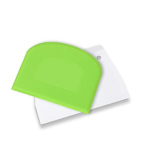 Plastic Kitchen Knives for Cutting Dough and Pastries, Scraping Cream and Butter, Scraping Bowls and Cutting Boards, etc, Set of 2 Green and White
